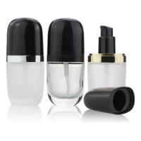 China 30ml Square Glass Foundation Bottle with Black Lotion Pump for Skin Care Cosmetic Packaging for sale