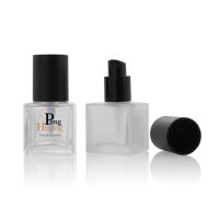 China Square 30ml Liquid Foundation Cosmetic Packaging Clear Frosted  Pump Glass Bottle F066 F098 F103 for sale