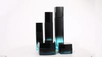 China Liquid Foundation 30ml 60ml Cosmetic Packaging Set Black Frosted With Pump for sale