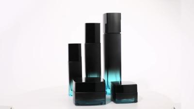 China Liquid Foundation 30ml 60ml Cosmetic Packaging Set Black Frosted With Pump for sale