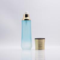 China Painting Blue Empty 100ml Frosted Glass Bottle With Screw Cap Pump For Lotion for sale
