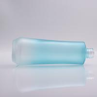 China Painting Blue Empty 100ml Frosted Glass Bottle With Screw Cap Pump For Lotion for sale