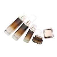 China Empty Square 120ml Lotion Glass Bottles Spray Pump 4 Oz Amber Glass Bottles for sale