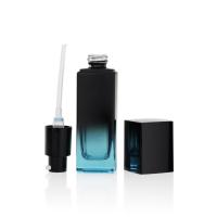 China Square Frosted OEM Lotion Glass Bottles Black Painting For Cosmetic for sale