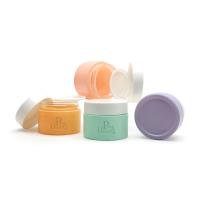 China Custom Empty 50g Cosmetic Matte Painting Glass Cream Jar With White Screw Lids for sale