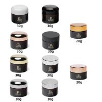 China 30g 1oz Round Amber Glass Cream Jars Cosmetic Containers With Screw Cap for sale