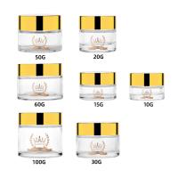 China Round 15g-100g Cream Glass Jars Transparent Skin Care Packaging for sale