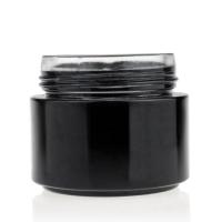 China Waterproof Recycled 100g Black Glass Cosmetic Jars Custom Printed Private for sale
