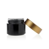 China Waterproof Recycled 100g Black Glass Cosmetic Jars Custom Printed Private for sale