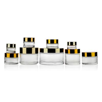 China Aluminum Lid 5g-200g Cream Glass Jars Round Shape For Skin Care Cream for sale
