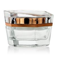 China Transparent 50g Cream Glass Jars Square With Acrylic Cap And Cover for sale