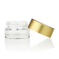 China 3ml 15ml 20ml Cosmetic Cream Jar Glass Clear With Gold Lids for sale