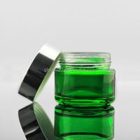 China Empty Green Cream Glass Jars 5g-100g With Silver Lid For Cosmetic for sale