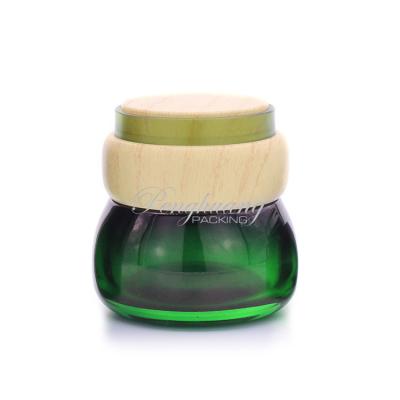 China 120ml 4oz Cream Glass Jars Green Color For Skin Care Products for sale