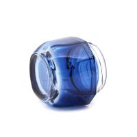 China Blue Glass 50g Square Cosmetic Jar UV plating wear resistant for sale