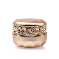 China Round 30g 50g Glass Cosmetic Container Gold Stamping Embossment for sale