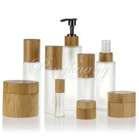China 50g Face Cream Recycled Cosmetic Glass Jar With Bamboo Cap for sale