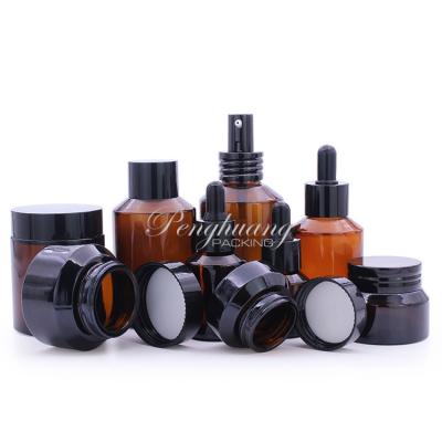 China Glass OEM Cosmetic Packaging Set Recyclable For Cream Lotion Serum for sale
