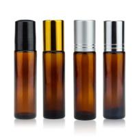 China 10ml Perfume Glass Roll On Bottles With Glass Roller Ball And PP Cover for sale