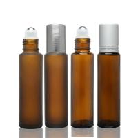 China Round 15 Ml Roller Bottles Amber Frosted Bottles For Perfume Oil Packaging for sale