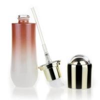 China Gradient Whiet Pink Lotion Glass Bottles Pump 100ml 3.4 Oz Glass Bottle for sale
