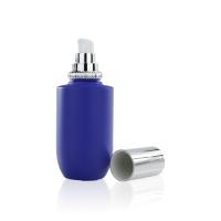 China Blue 100ml ODM Glass Serum Pump Bottles With Silver Pump And Cover for sale