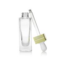 China Fancy Luxury 30ML Cosmetics Square Drop Eye Dropper Serum Bottle With Silver Cap New Arrival S063 for sale