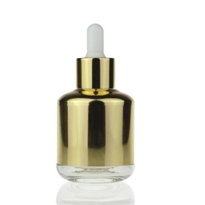 China Glass 30ml Empty Dropper Bottles aluminum Collar For Cosmetic Serum for sale
