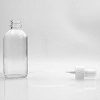 China Liquid 120ml Clear Boston Glass Bottles With Pump Spray for sale