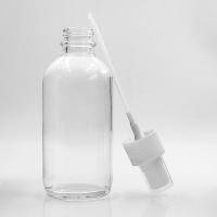 China Liquid 120ml Clear Boston Glass Bottles With Pump Spray for sale
