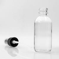 China Liquid 120ml Clear Boston Glass Bottles With Pump Spray for sale
