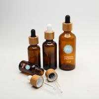 China Personal care bamboo Amber Oil Dropper Glass Bottle for sale