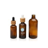 China Personal care bamboo Amber Oil Dropper Glass Bottle for sale
