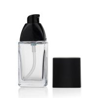 China Clear Empty Square Glass Bottle For Liquid Foundation custom logo printing for sale
