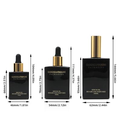 China Serum Glass Essential Oil Dropper Bottle 100ml Square Shape for sale