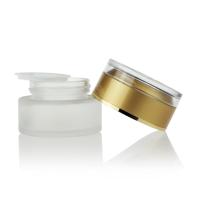China 20g Frosted Glass Cream Jar With Luxury Acrylic Gold Lid for sale