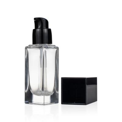 China Pump Head ETC Glass Liquid Foundation Bottles Recyclable Cosmetic Packaging for sale