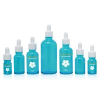 China 50ml Oil Dropper Glass Bottle Painting Blue Cosmetic Container for sale