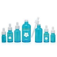 China 50ml Oil Dropper Glass Bottle Painting Blue Cosmetic Container for sale