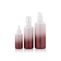 China 50ml 100ml Empty Round Gradient Lotion Glass Bottle Set for sale