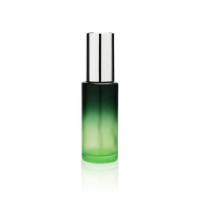 China 30ml 60ml Green Lotion Glass Bottles Makeup Packing Set for sale