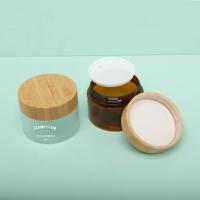 China Eco - Friendly Wide Mouth Cream Plastic Jar 150ml Clear Amber With Bamboo Cap for sale