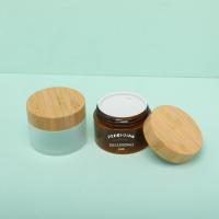 China Eco - Friendly Wide Mouth Cream Plastic Jar 150ml Clear Amber With Bamboo Cap for sale