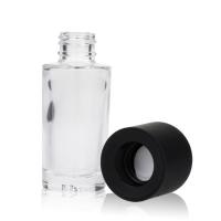 China 30ml Clear Glass Bottle with Black Screw Cap for Liquid Foundation Packaging for sale