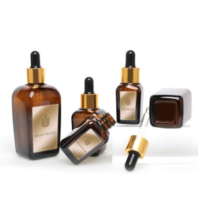 China Skin Care Serum Dropper Bottles Amber Essential Oils Cosmetic Glass Bottles for sale