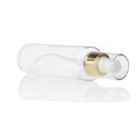 China Cosmetic Clear Glass Lotion Sprayer Pump Bottle With Cap Gold Line Pump for sale