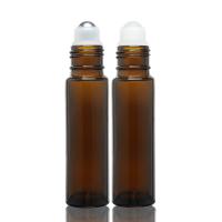 China Perfume Serum Packaging Amber Glass Essential Oil Bottle 8ml With Roller Ball Cap for sale