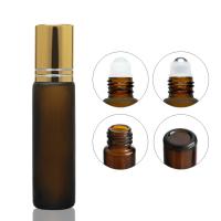 China Perfume Serum Packaging Amber Glass Essential Oil Bottle 8ml With Roller Ball Cap for sale
