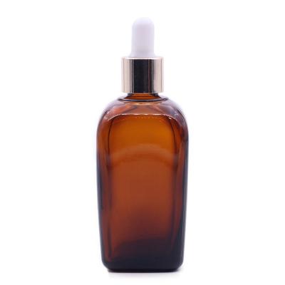 China Square Glass Amber Essential Oil Bottles 15ml 25ml 35ml 50ml 100ml With Dropper for sale