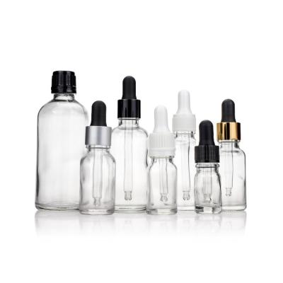China Gold Sliver White Black Dropper Oil Glass Bottle Transparent 5ml For Personal Care for sale